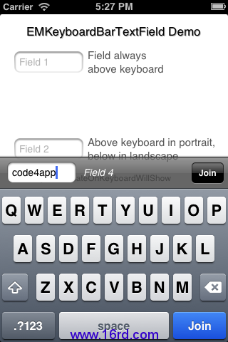 iOS源码:键盘-Keyboard Bar TextField-一牛网论坛