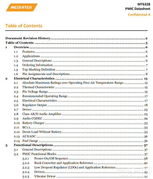 MT6737模块开发板用MT6328 PMIC datasheet资料_-一牛网论坛