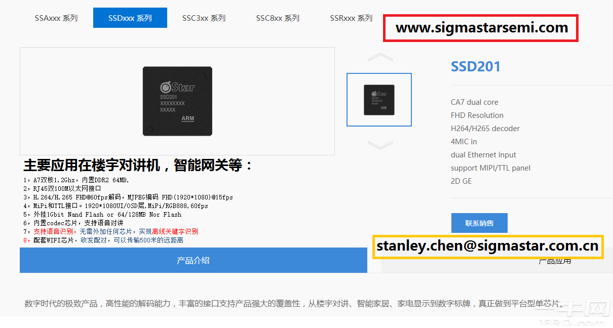 SigmaStar公司嵌入式CPU芯片SSD201,SSD202D-一牛网论坛