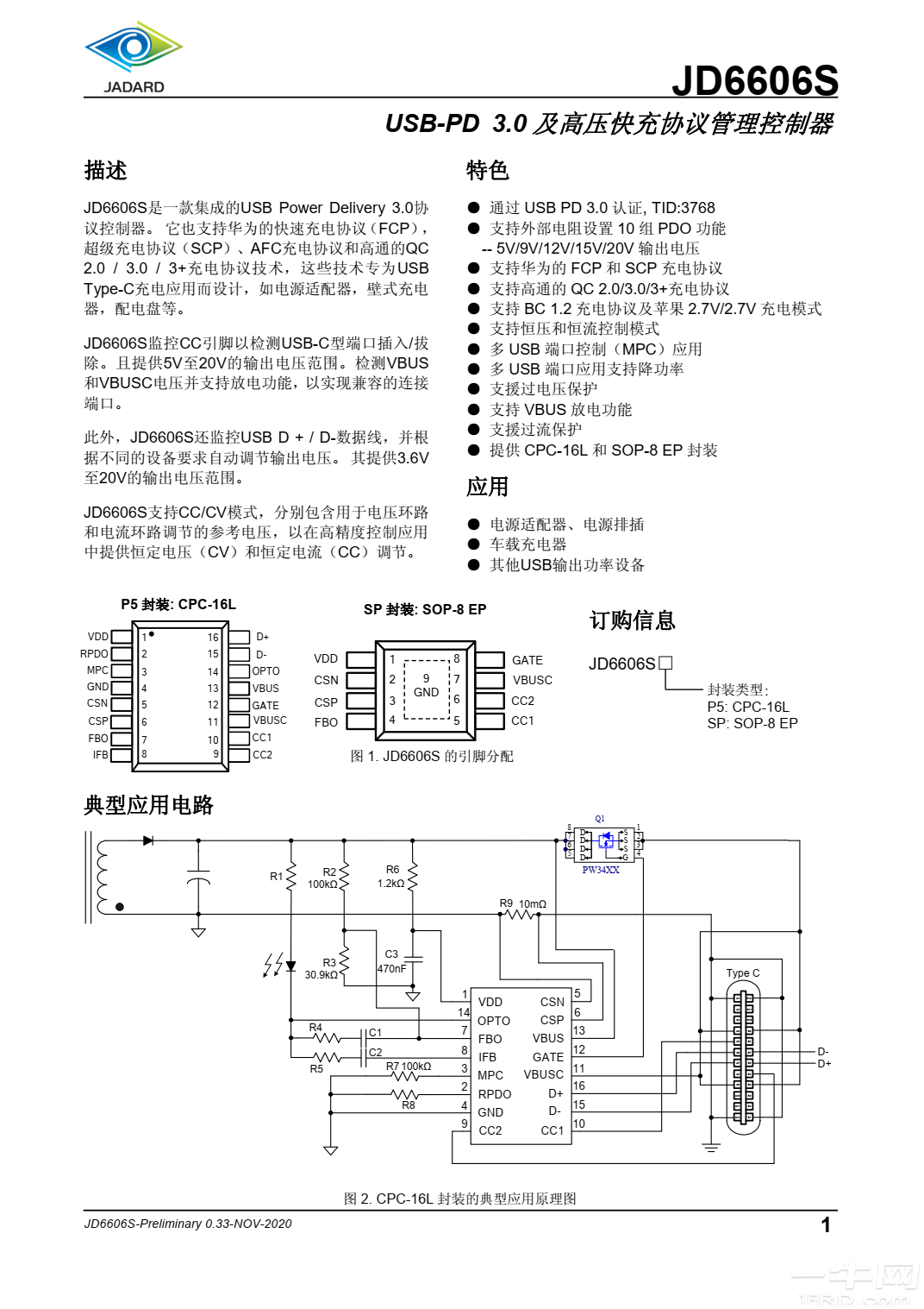 JD6606S/JD6621 20W PD快充协议芯片规格书/datasheet-一牛网论坛