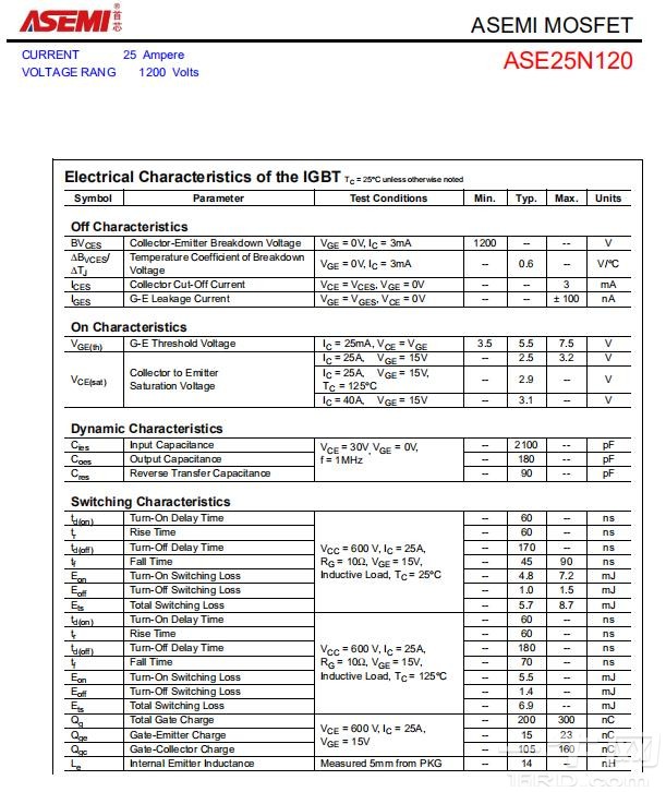 25N120-ASEMI高压MOS管25N120-一牛网论坛