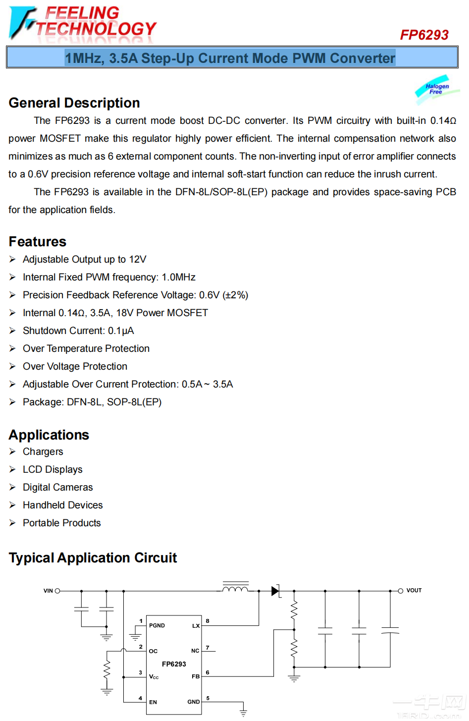 FP6293XR-G1 SOP-8L (EP) 1MHz，3.5A升压电流模式PWM转换器-一牛网论坛