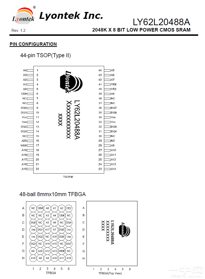 Lyontek LY62L20488A 2048K*8位低功率CMOS SRAM datasheet-一牛网论坛