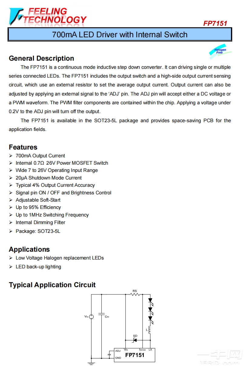 FP7151 700mA LED驱动器与内部开关芯片-一牛网论坛