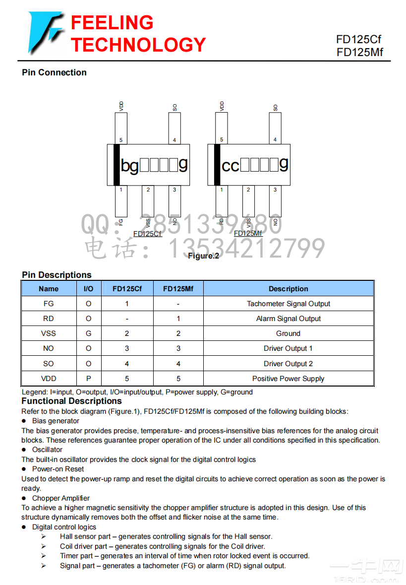 FD125CF/FD125MF 带有嵌入式霍尔传感器的智能电机驱动器芯片-一牛网论坛