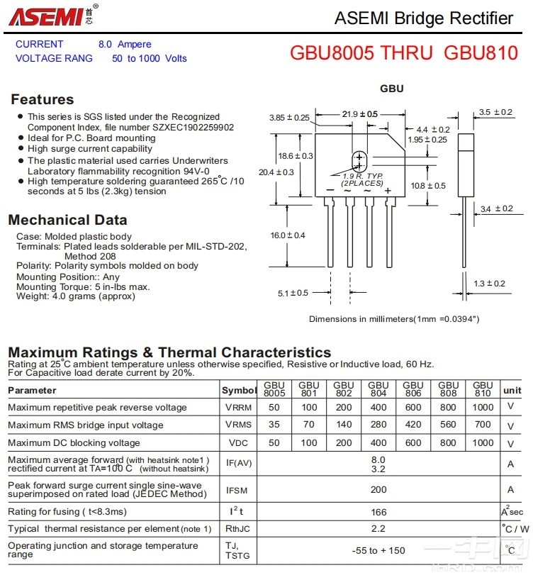 GBU810-ASEMI高性能整流桥GBU810-一牛网论坛
