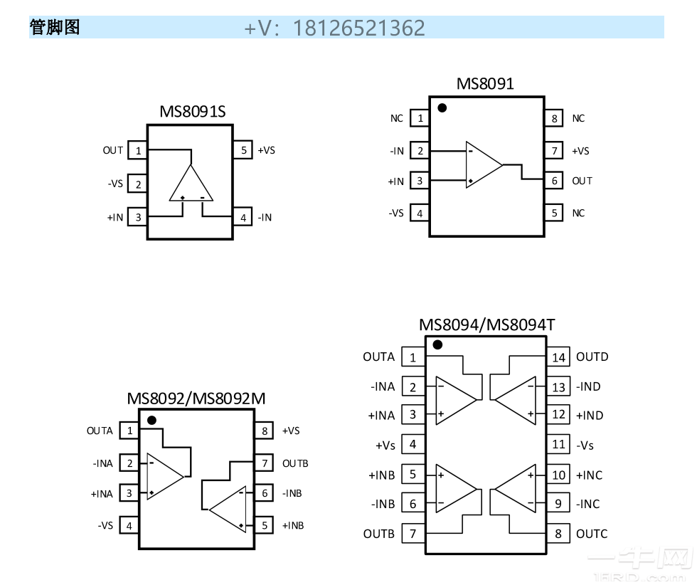 MS8091/2运算放大器可Pin to Pin兼容AD8091/2-一牛网论坛