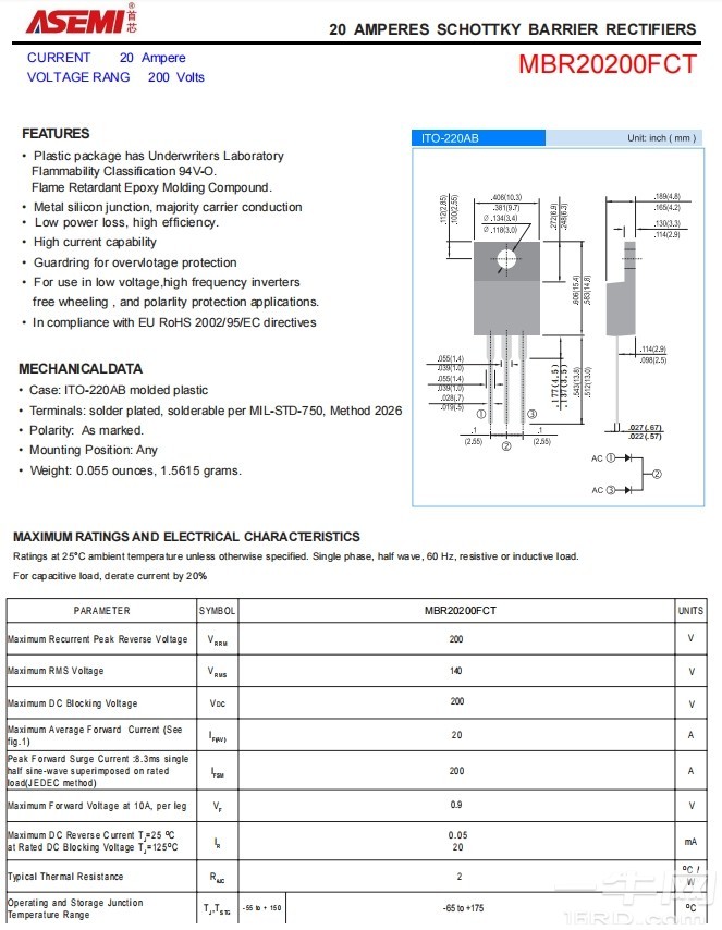 MBR20200FCT-ASEMI充电器整流MBR20200FCT-一牛网论坛