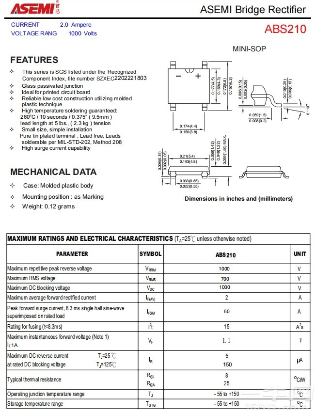 ABS210-ASEMI新能源专用整流桥ABS210-一牛网论坛