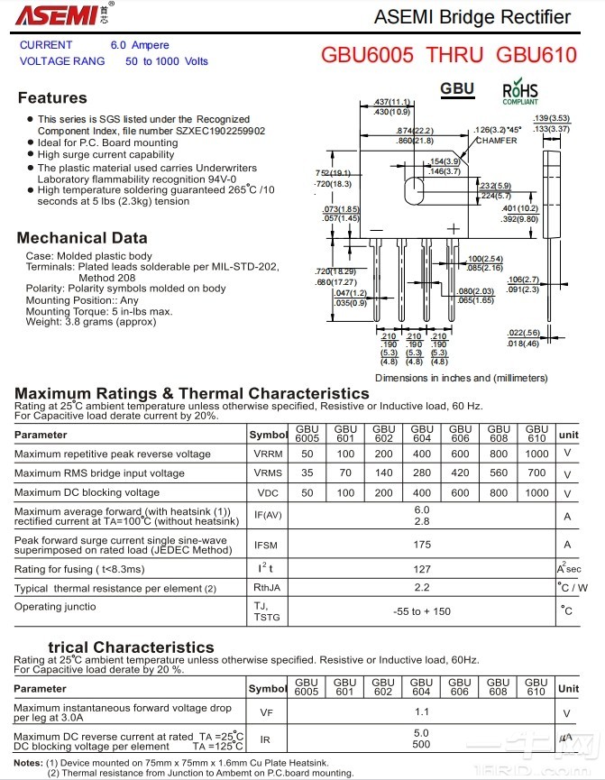 GBU610-ASEMI开关电源整流桥GBU610-一牛网论坛