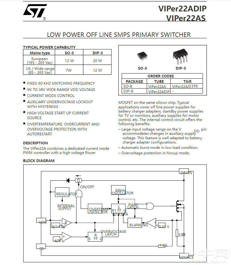 VIPER22A 意法ST原装7W-12W电源芯片VIPER22ADIP现货-一牛网论坛