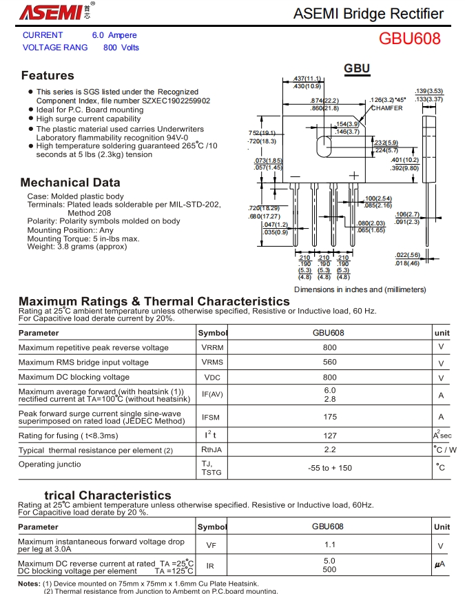 GBU608-ASEMI室内空调机专用GBU608-一牛网论坛