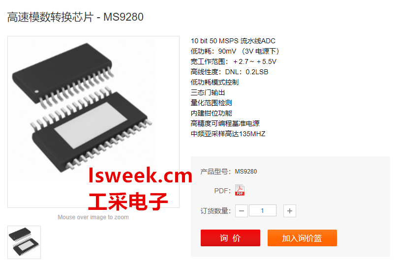 一款单芯片、单电源、10bit、50MSPS的模数转换器-MS9280-一牛网论坛