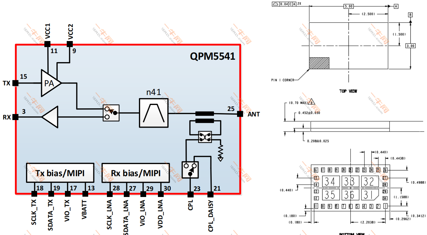 高通QPM5541 5G Sub-6 GHz n41/B41/n38/B38 LPAF APT模块数据表-一牛网论坛