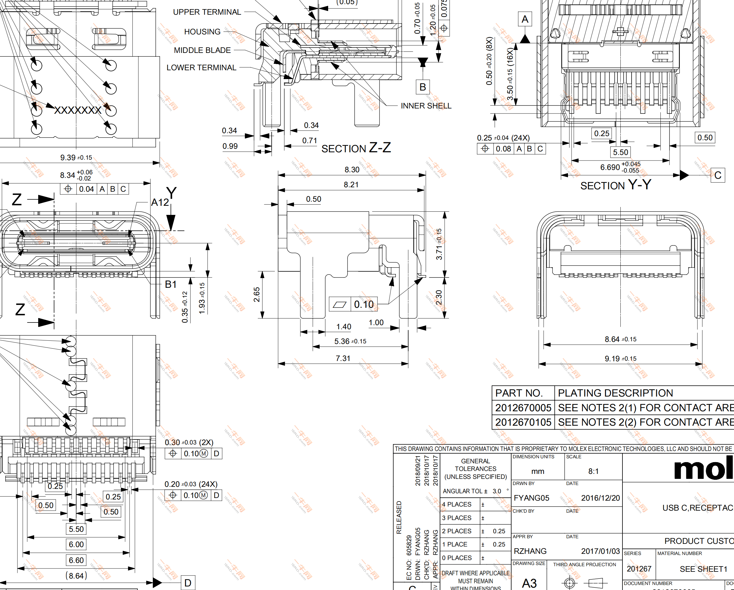 Molex TYPEC-SEE SHEET1 2012670005 原理图-一牛网论坛